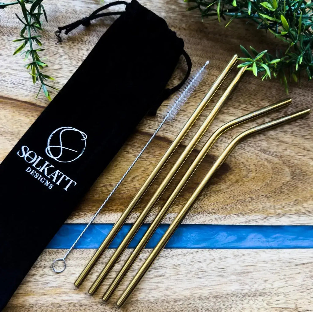 Stainless Steel Straw Set - Reusable Metal Straws - Solkatt Designs